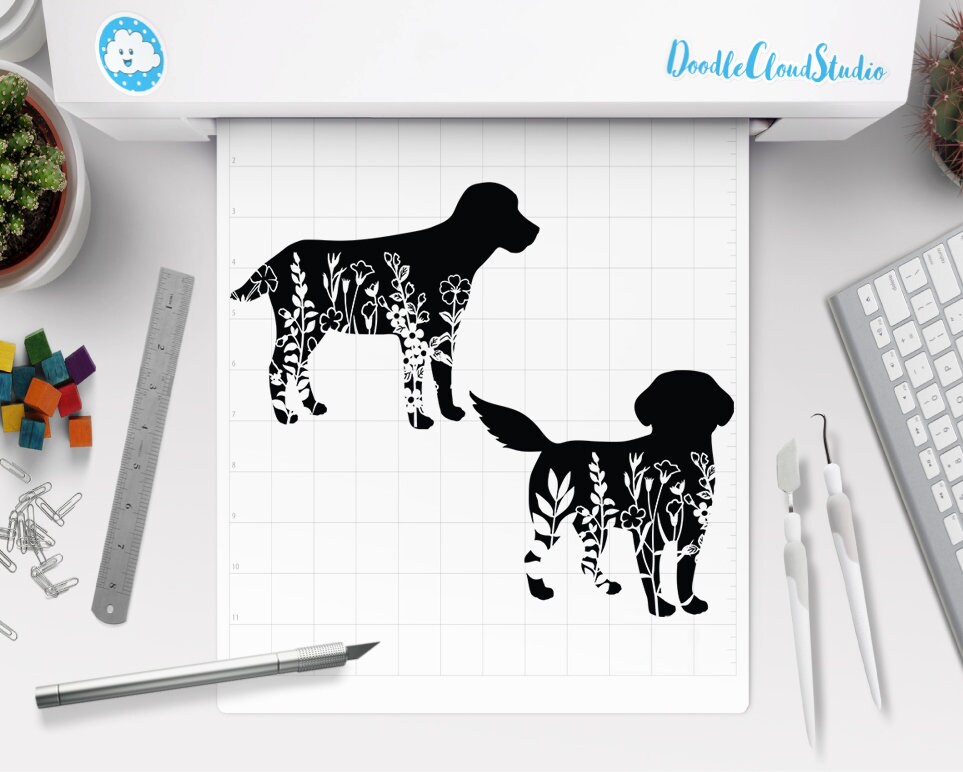 Floral Dog SVG Dog Files for Silhouette Cameo and Cricut. | Etsy
