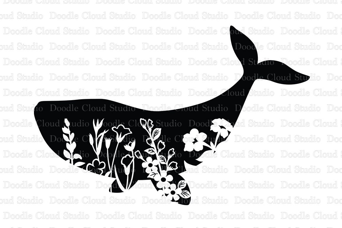 Whale SVG Floral Whale SVG Files for Silhouette Cameo and - Etsy