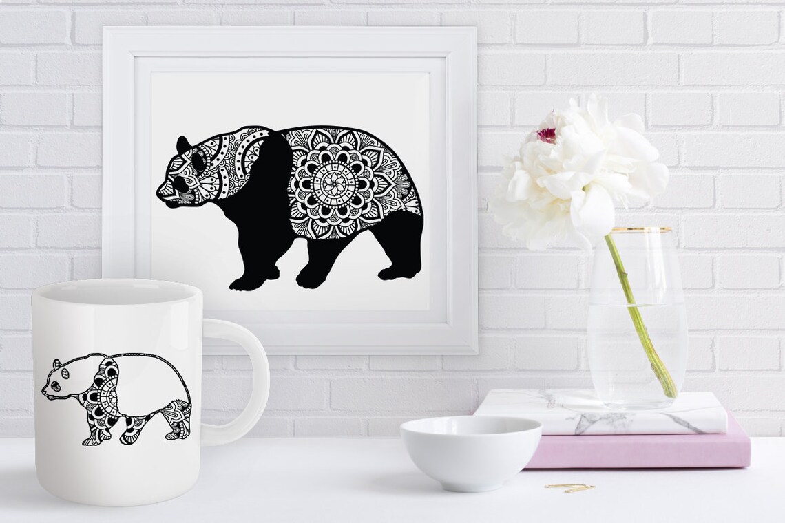 Panda SVG Panda Mandala SVG Files for Silhouette Cameo and - Etsy