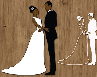 Bride and Groom SVG Black Couple SVG Files for Silhouette | Etsy Canada