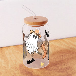 Cowboy Ghost Glass Can Wrap SVG, Western Ghost Can Glass 16oz ...