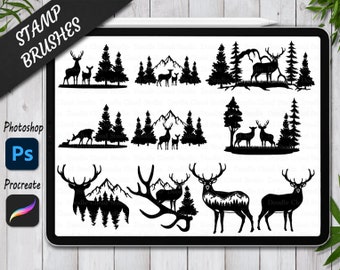 Deer Stamps Brushes for Photoshop and Procreate.christmas | Etsy