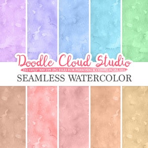 Seamless Watercolor Digital Paper Pack, Seamless Backgrounds, Pastel ...