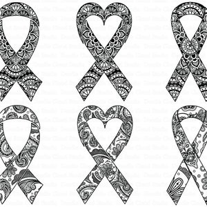 Awareness Ribbon Mandala SVG, Ribbon Cancer SVG Files for Silhouette ...