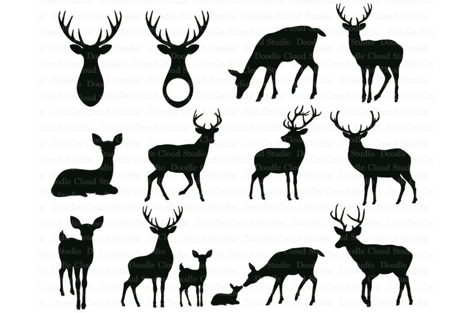 Deers SVG, Mama and Baby Deer, Deer Monogram Svg, Deer SVG Files for ...