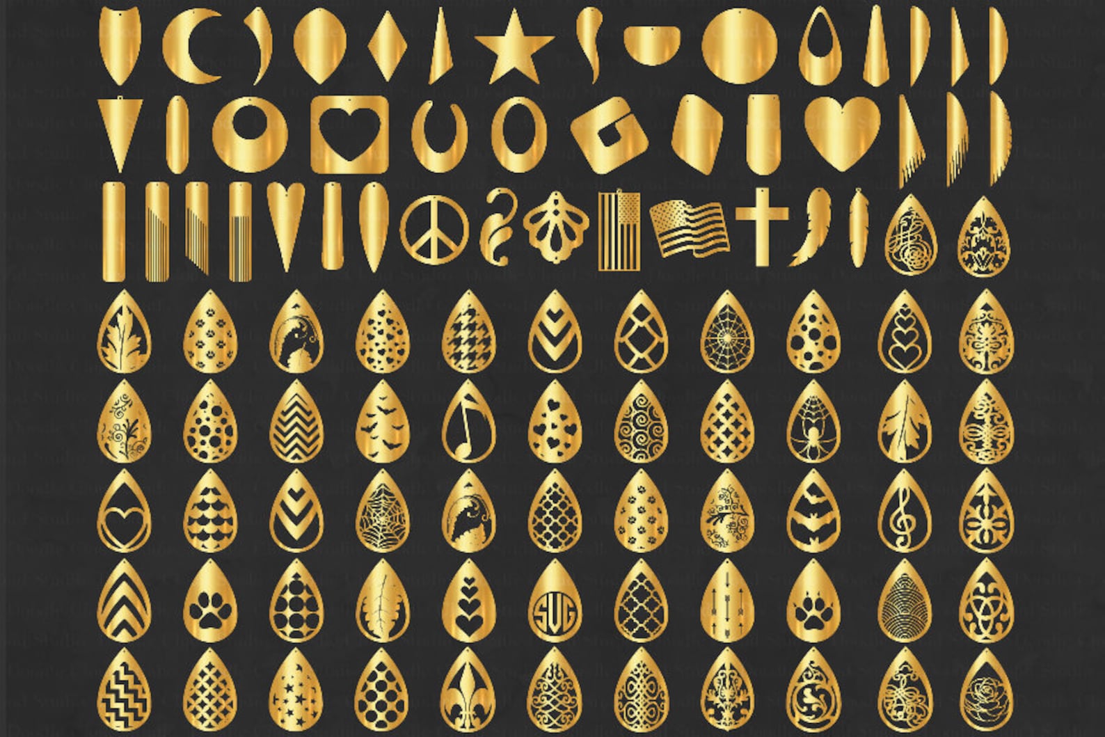 100 Earrings SVG Bundle Earring Designs SVG Files Teardrop | Etsy