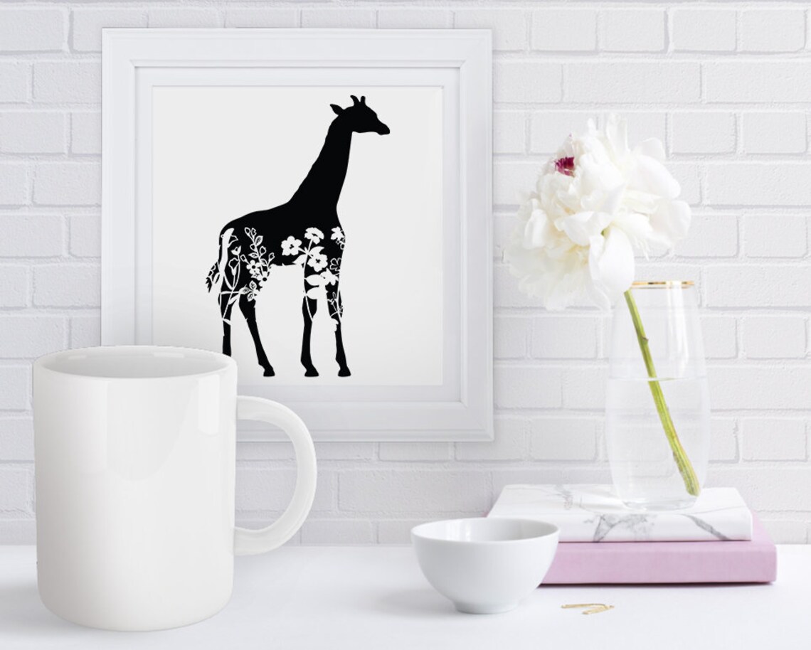 Giraffe SVG Floral Giraffe SVG Files for Silhouette Cameo and | Etsy