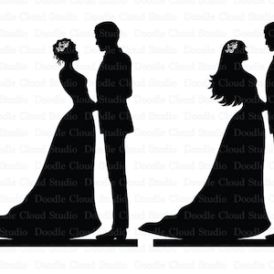 Couple Cake Topper SVG, Bride and Groom SVG Files for Silhouette Cameo ...
