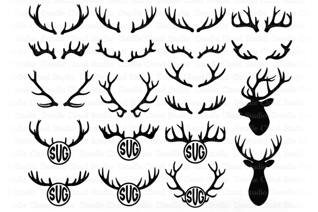 Deer Horns Bundle SVG, Deer Antlers SVG, Deer Horns Monogram SVG Files ...
