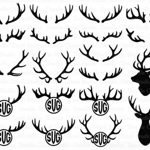 Deer Horns Bundle SVG, Deer Antlers SVG, Deer Horns Monogram SVG Files ...