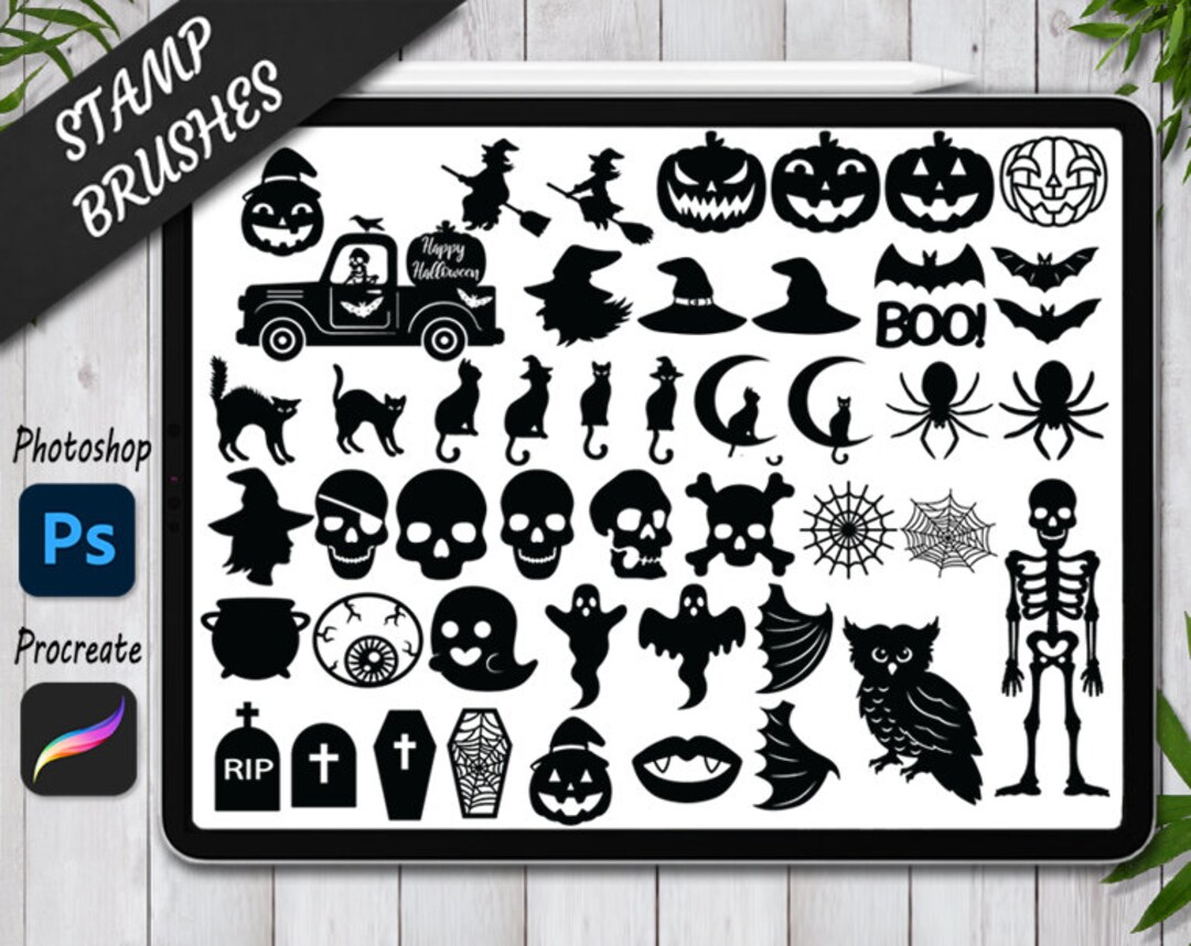 Halloween Set Stamps Brushes for Procreate and Photoshop. Procreate ...