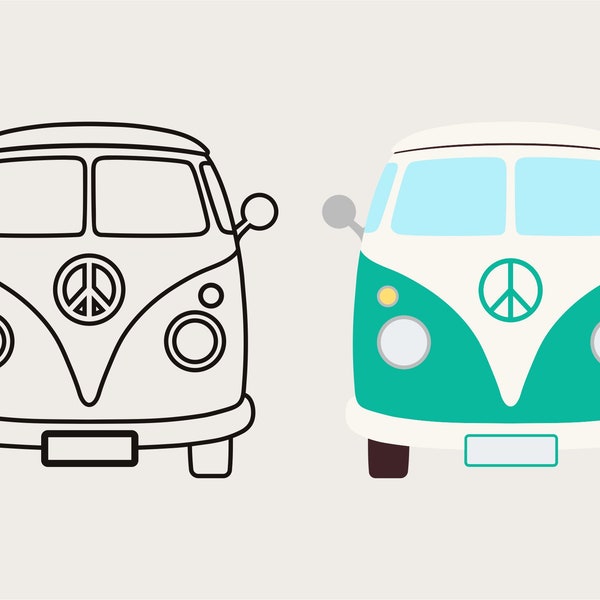 Hippie Van Svg - Etsy