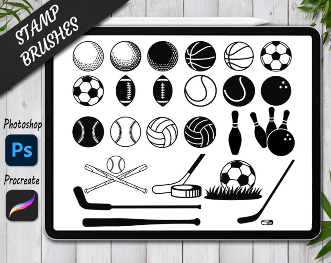 Sport Balls Stamps Brushes for Procreate and Photoshop. Procreate Stamp ...