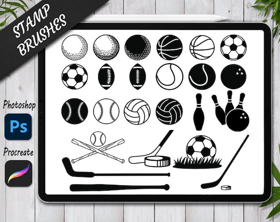 Sport Balls Stamps Brushes for Procreate and Photoshop. Procreate Stamp ...