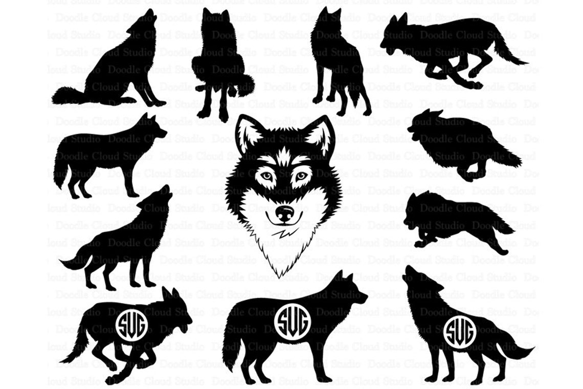 Lobo SVG Monograma de lobo SVG Wolf Head SVG archivos para - Etsy México