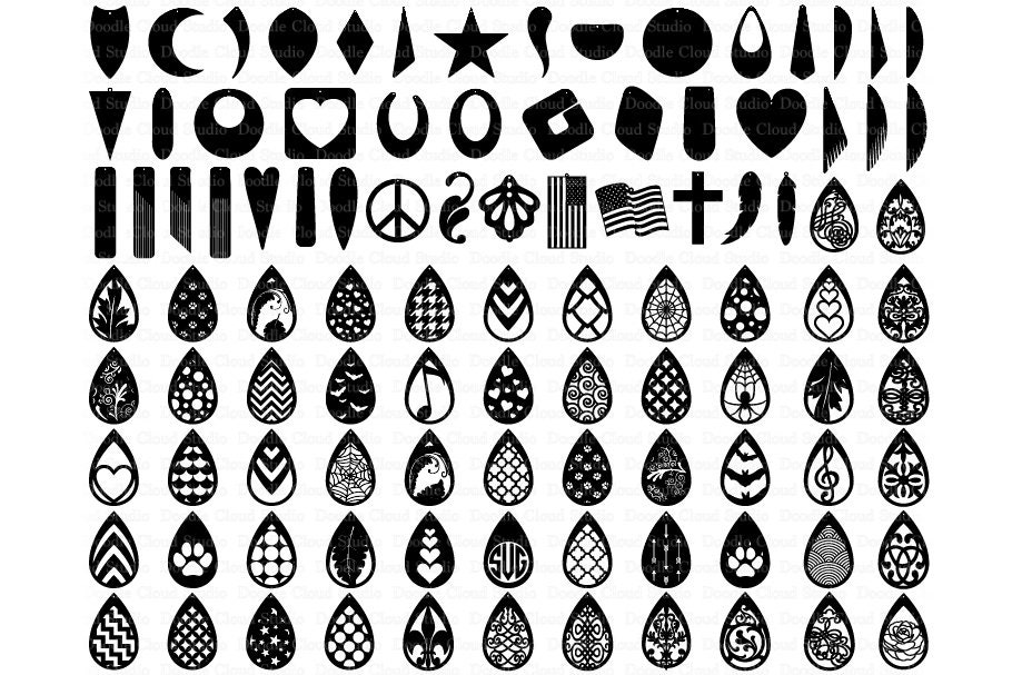 100 Earrings SVG Bundle Earring Designs SVG Files Teardrop | Etsy