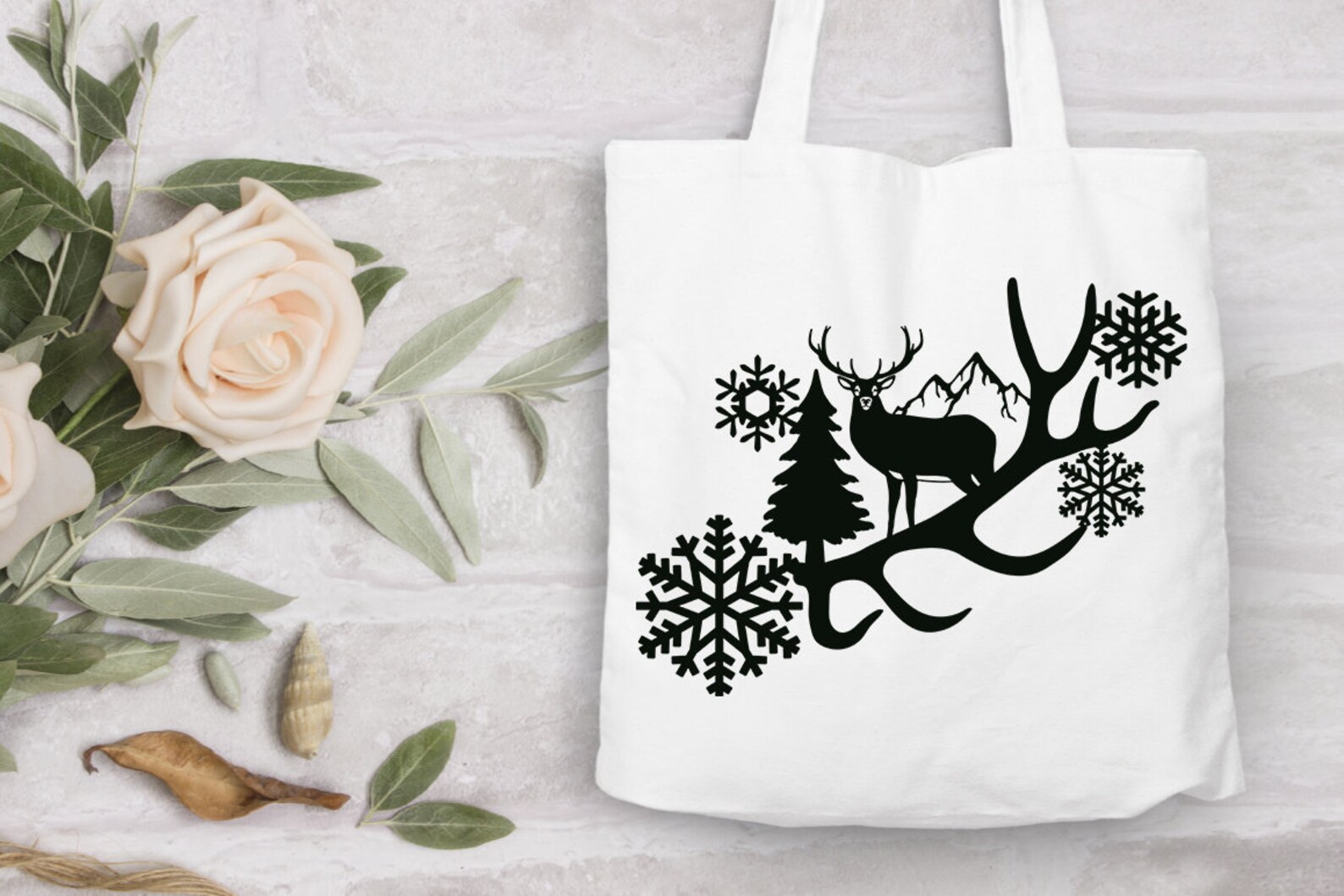 Deer SVG Christmas Scene With Deer Bundle SVG Winter Scene - Etsy