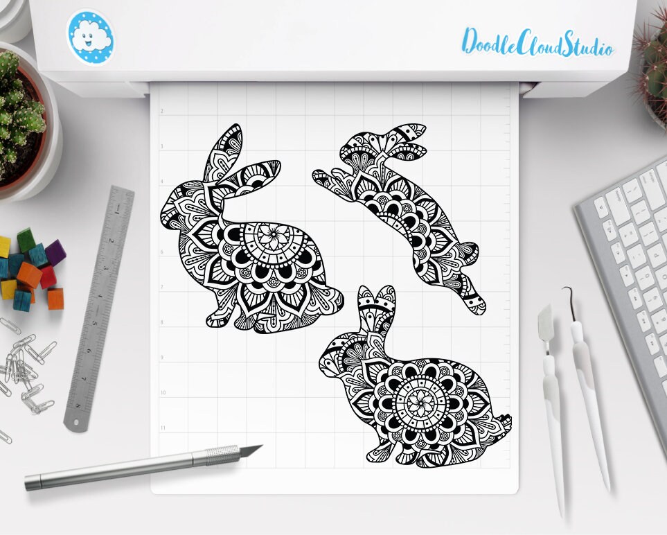 Rabbit SVG Rabbit Mandala SVG Bunny Mandala SVG Files for - Etsy