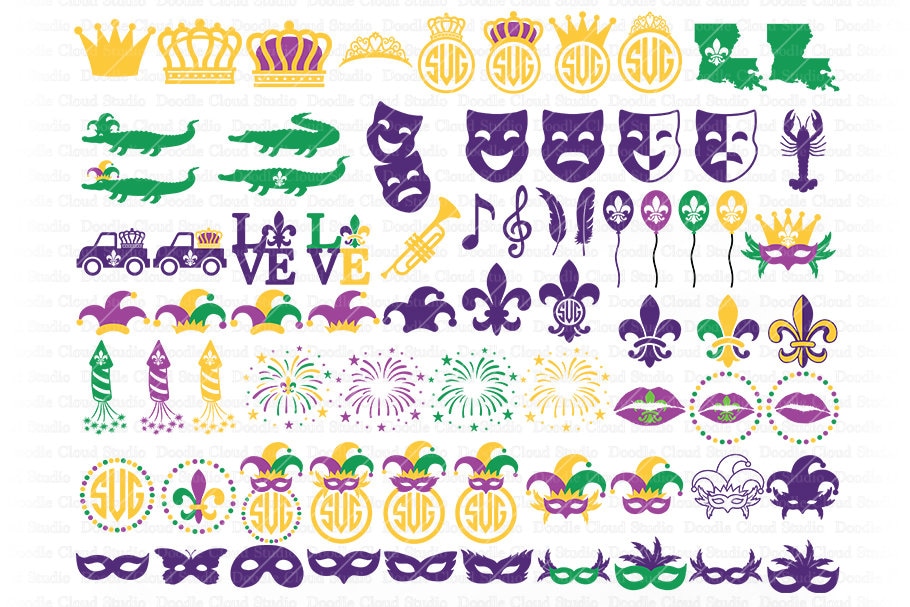 Mardi Gras Bundle SVG, Fleur De Lis, Carnival Svg, Svg Files for ...