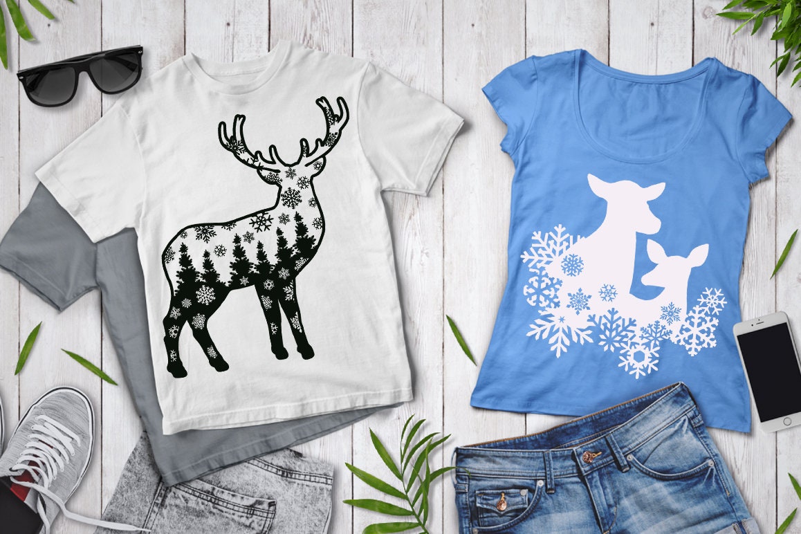 Deer SVG Christmas Scene With Deer Bundle SVG Winter Scene | Etsy