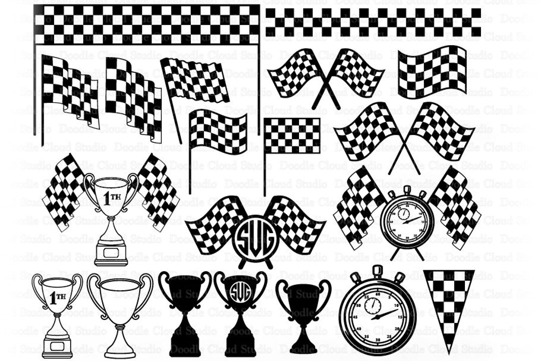 Race Flags SVG, Checkered Flag, Race Trophy Svg, Monogram Svg, Racing ...