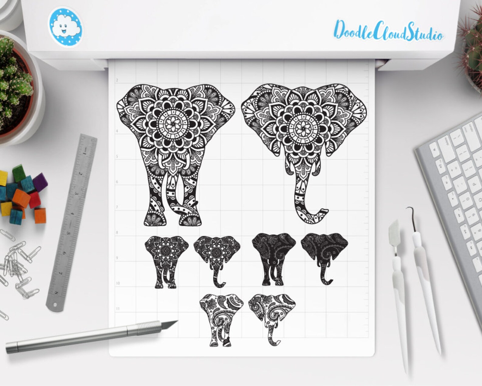 Elephant SVG Elephant Head Mandala SVG Files for Silhouette - Etsy