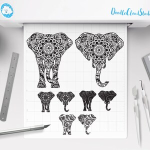 Elephant SVG, Elephant Head Mandala SVG Files for Silhouette Cameo and ...