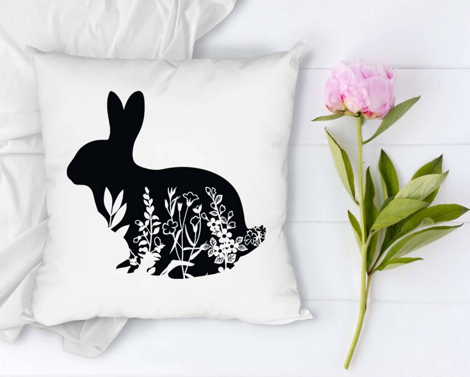 Floral Rabbit SVG Floral Bunny SVG Files for Silhouette Cameo - Etsy