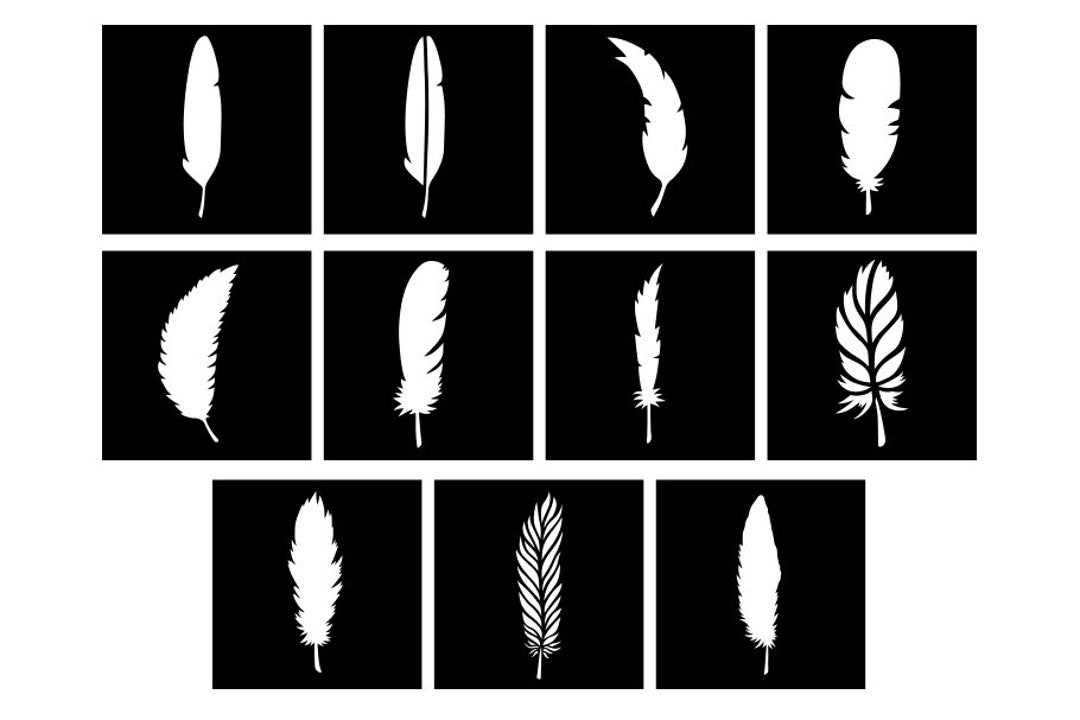 Feather Stencil, Feather Bundle, Feather Digital Stencil, Digital ...