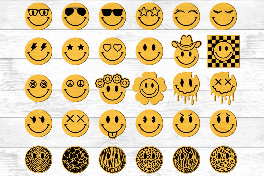 30 Smiley Face Earrings SVG, Smiley Earring Stud SVG File for Laser ...