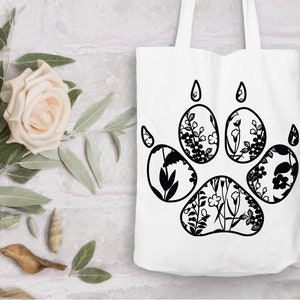 Floral Pet Paw SVG, Dog Svg, Cat Svg, Floral Pet Paw SVG for Silhouette ...