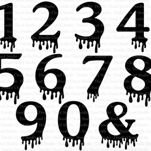 Dripping Numbers Svg - Etsy