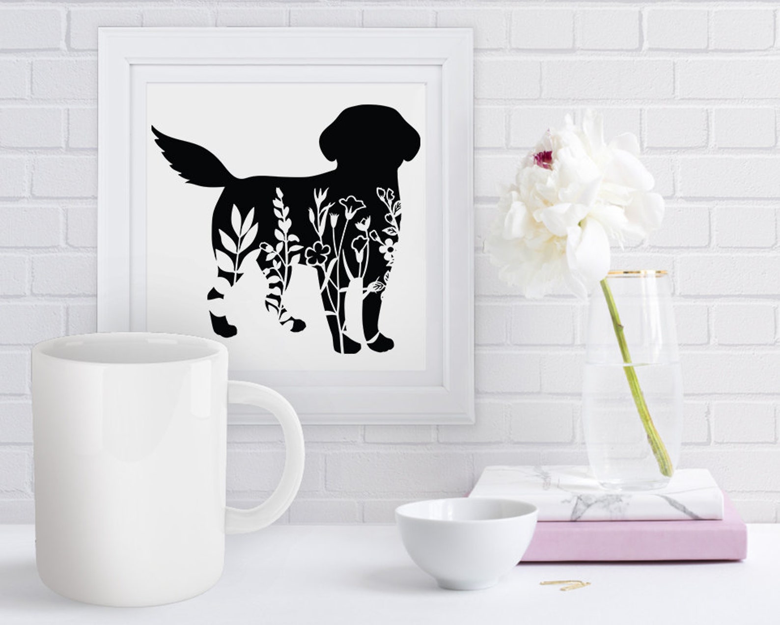 Floral Dog SVG Dog Files for Silhouette Cameo and Cricut. | Etsy