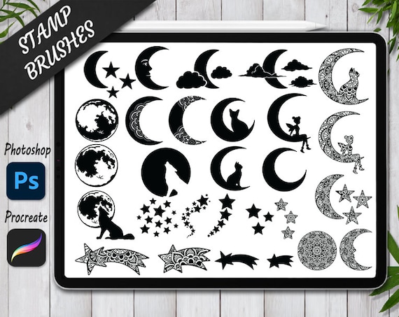 Moon Bundle Stamps Brushes for Procreate and Photoshop. Procreate ...