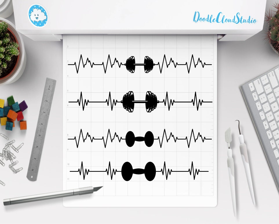 Heartbeat Weights SVG Crossfit SVG Files for Silhouette Cameo - Etsy