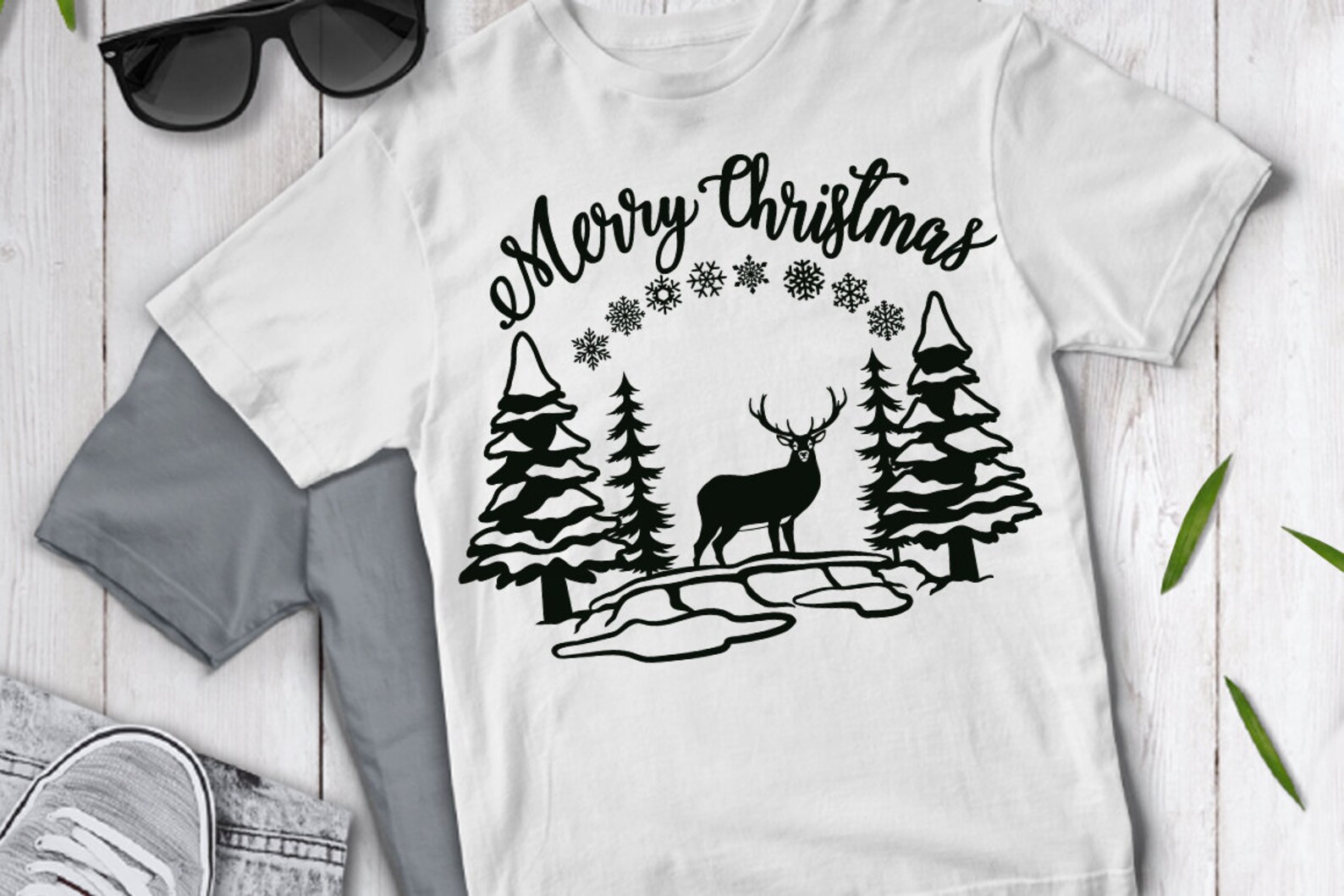 Deer SVG Christmas Scene With Deer Bundle SVG Winter Scene - Etsy