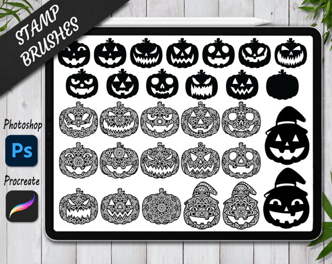 Pumpkin Stamps Brushes for Procreate and Photoshop. Procreate Stamp and ...