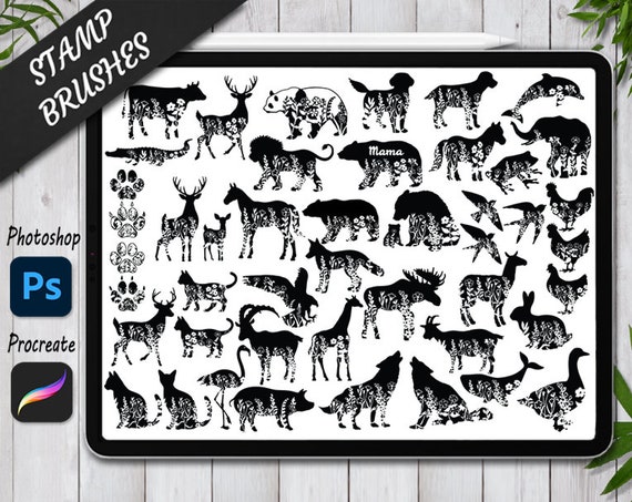 Animals Floral Stamps Brushes for Procreate and Photoshop. Procreate ...
