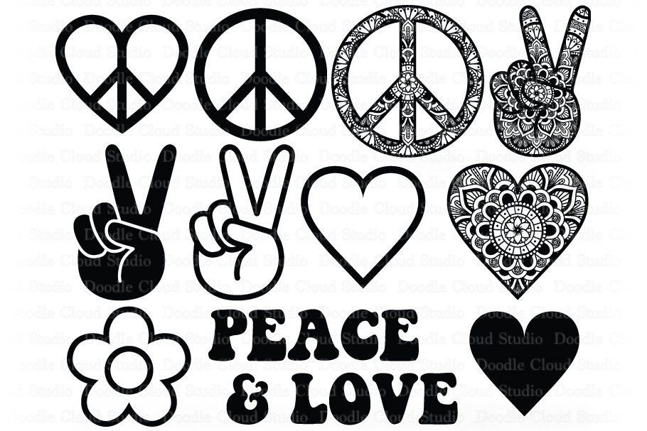 Peace Love Bundle SVG, Peace Symbol Svg, Peace Sign Mandala,heart ...