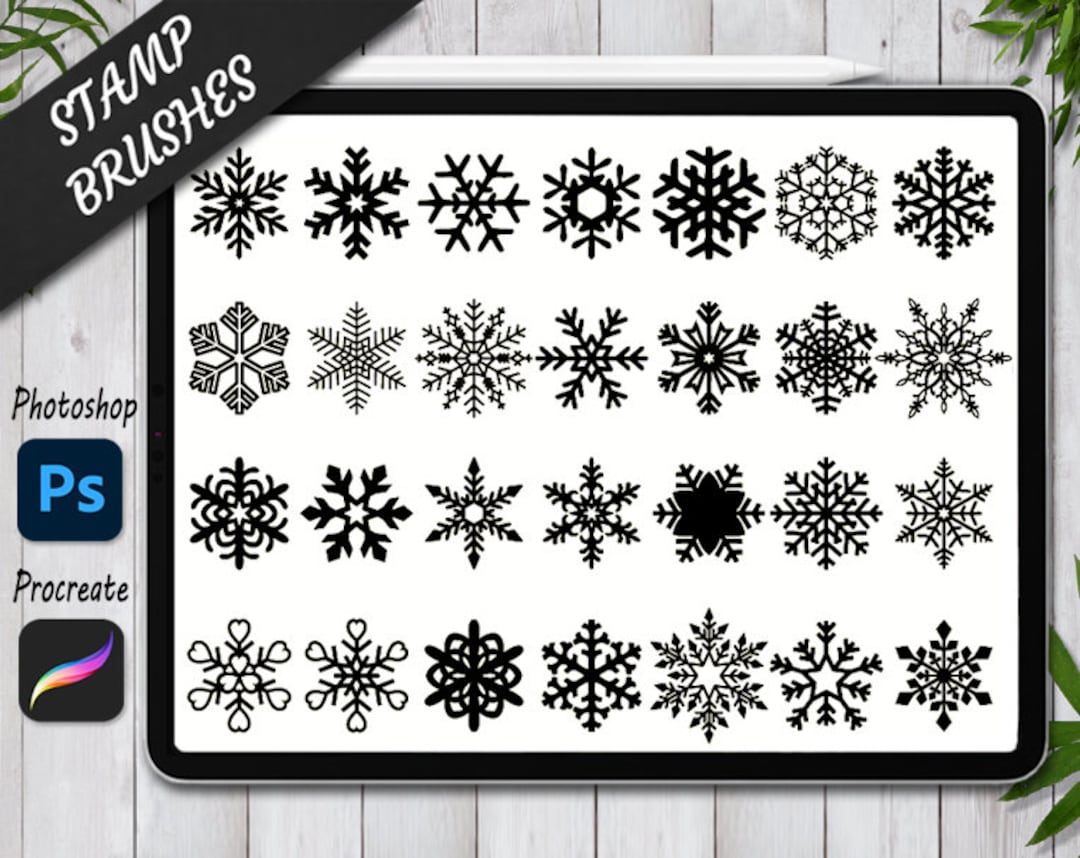 Snowflake Brushes for Procreate and Photoshop. Procreate Stamps ...