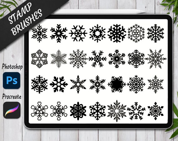 Snowflake Brushes for Procreate and Photoshop. Procreate Stamps ...
