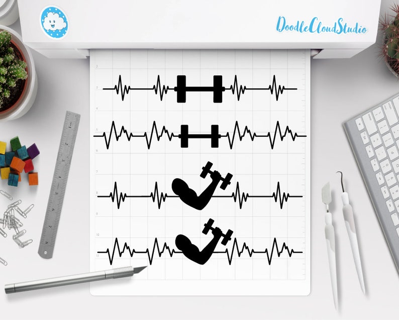 Heartbeat Barbell SVG Cardiogram Muscle Svgheart Beat - Etsy