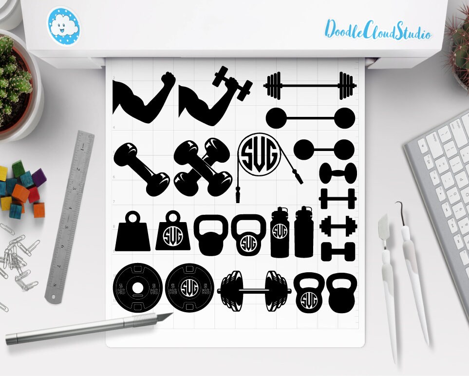 Weights SVG Files Lifting Weights SVG Files for Silhouette | Etsy