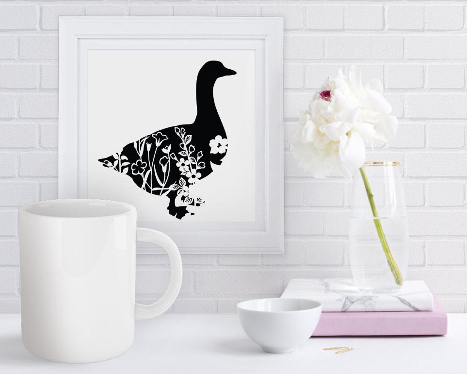 Goose SVG Floral Goose SVG Files for Silhouette Cameo and - Etsy