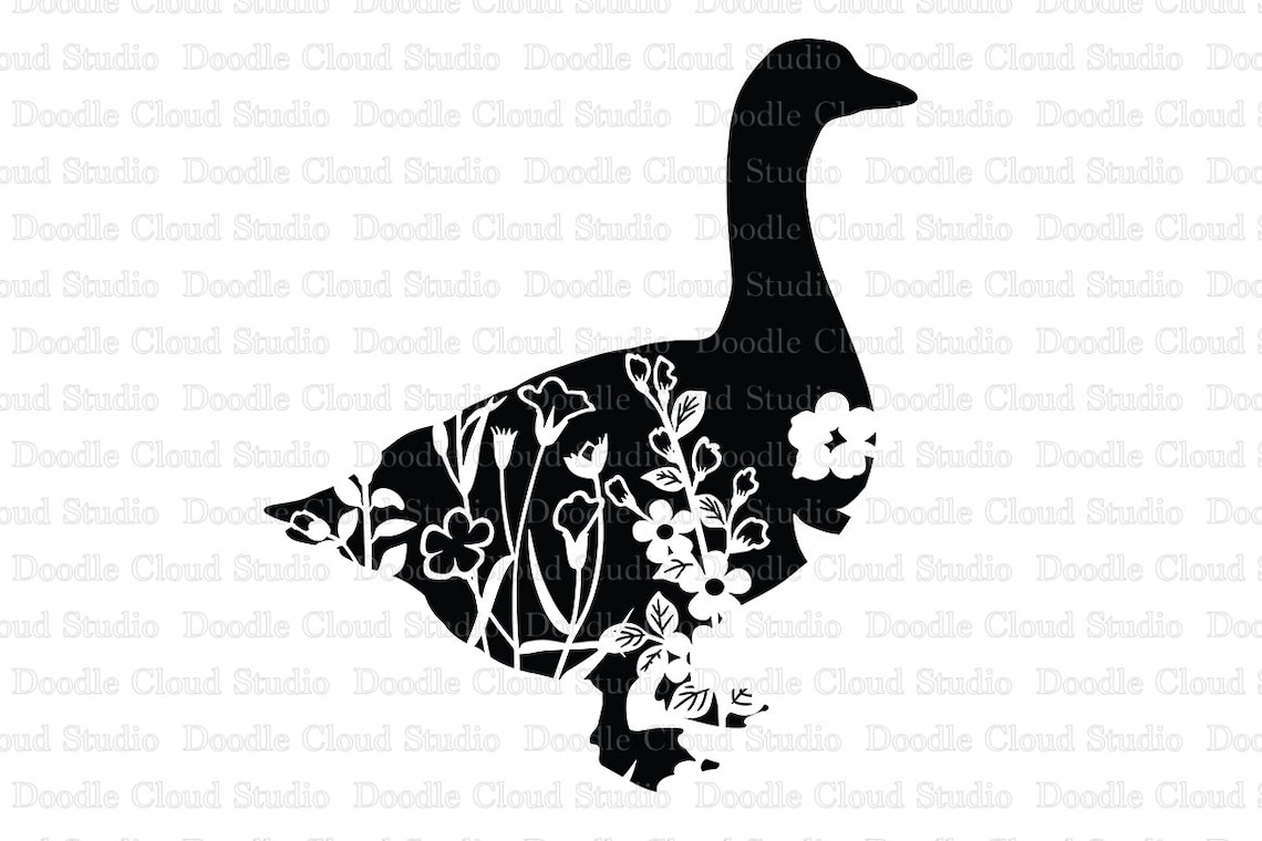 Goose SVG Floral Goose SVG Files for Silhouette Cameo and - Etsy
