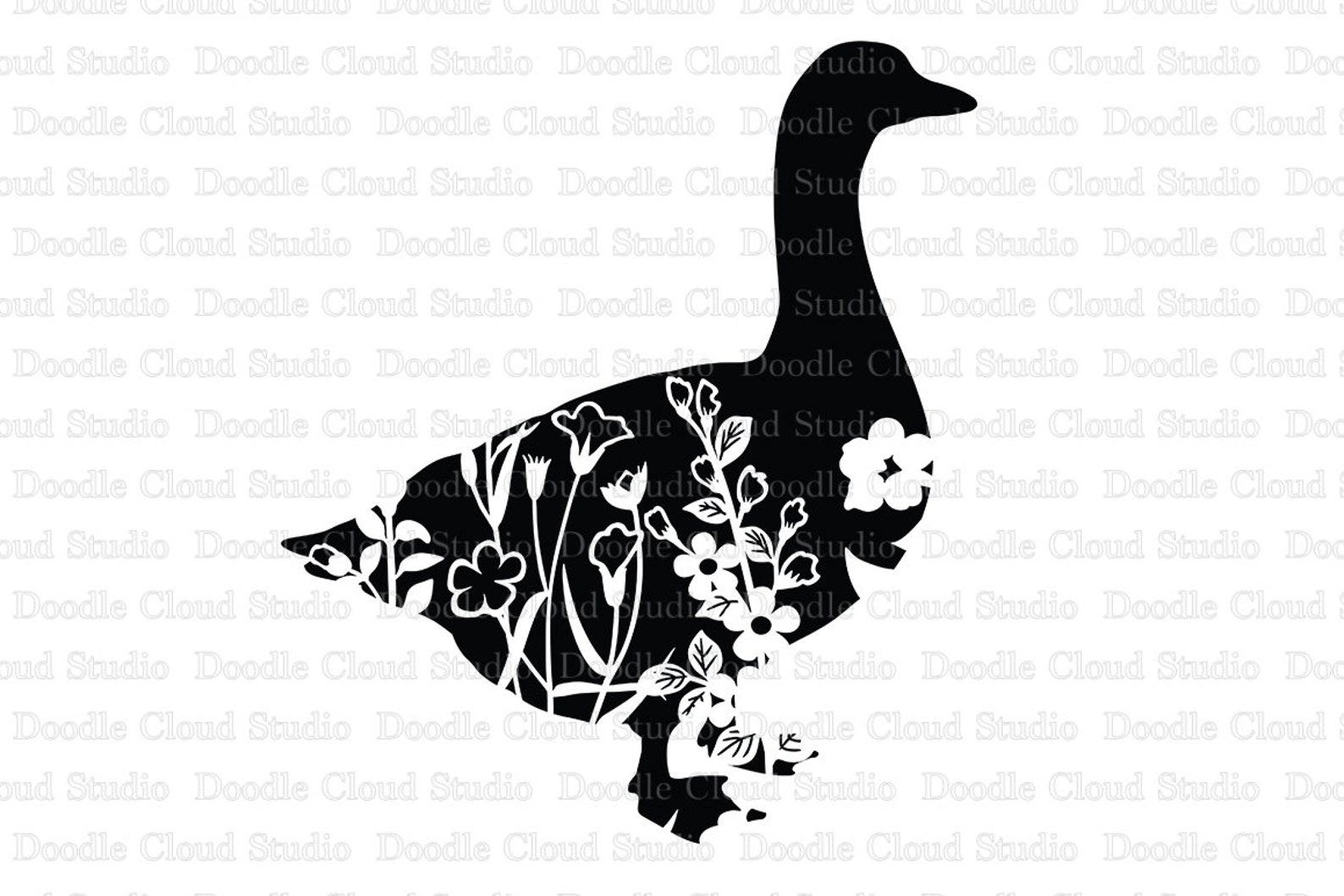 Goose SVG Floral Goose SVG Files for Silhouette Cameo and - Etsy