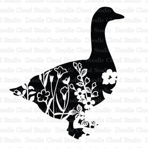 Goose SVG, Floral Goose SVG Files for Silhouette Cameo and Cricut ...