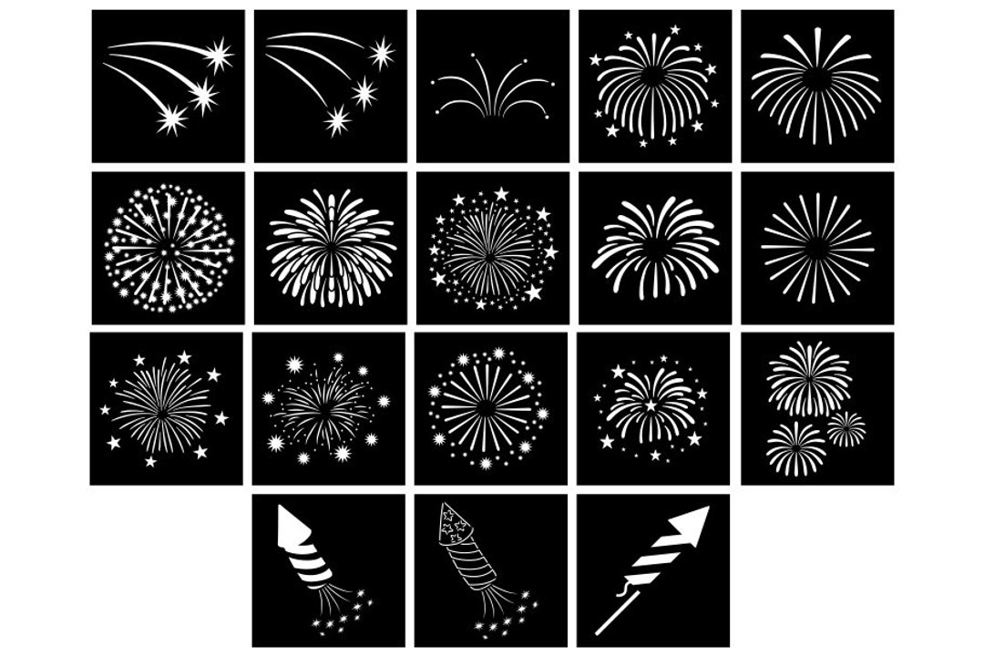 Fireworks Digital Stencil Templates SVG PNG, Fireworks SVG Stencil ...