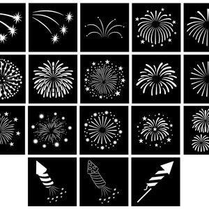 Fireworks Digital Stencil Templates SVG PNG, Fireworks SVG Stencil ...