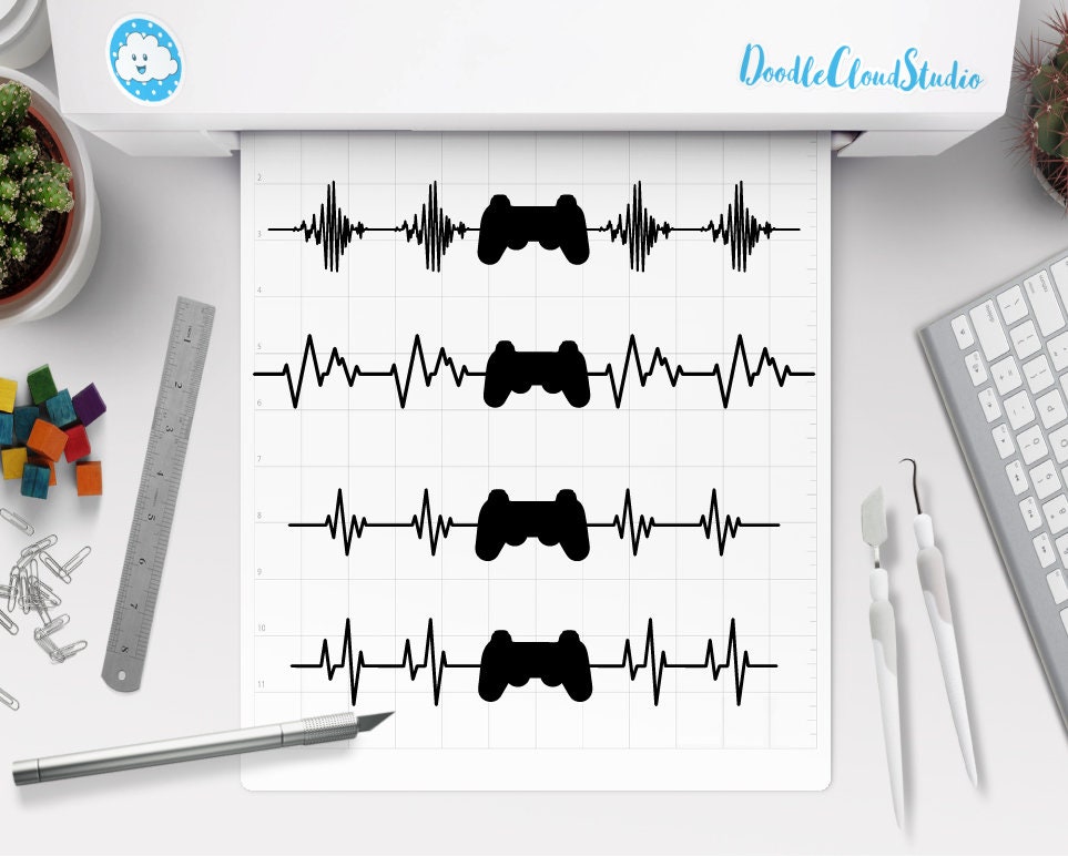 Heartbeat Game Controller SVG Files, Heart Beat Line Svg Files for ...